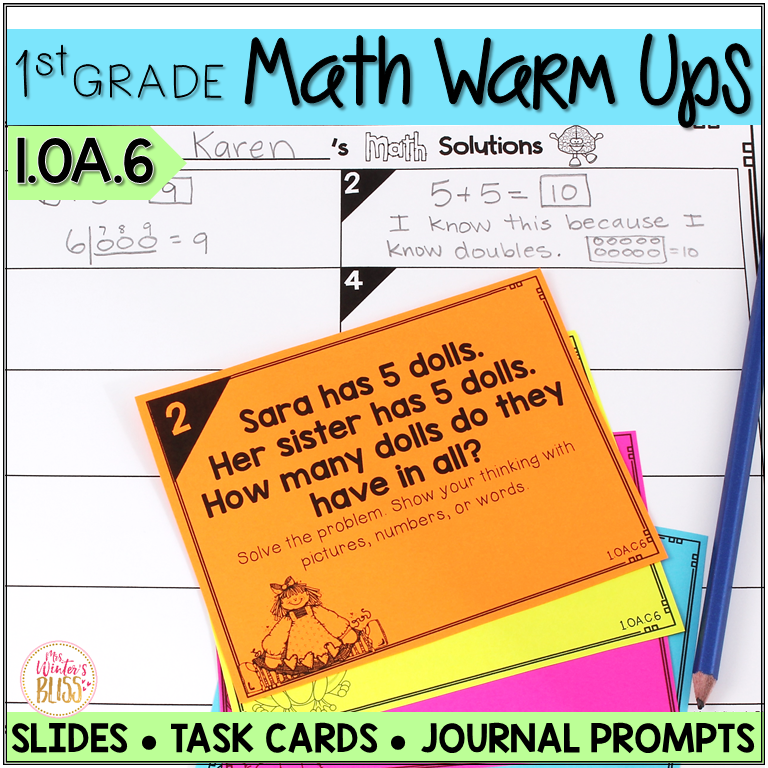 Math Task Cards • Math Warm Ups- 1.OA.C.6 | Addition & Subtraction Word ...