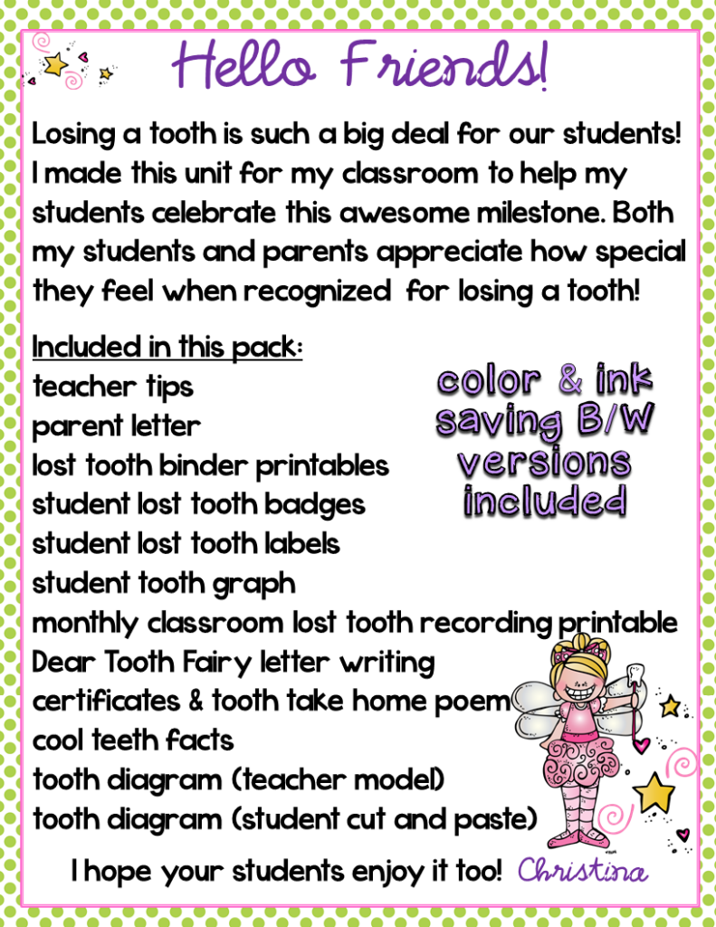 Lost Tooth - Lead in Literacy - Resources For Kindergarten, 1st & 2nd Grade