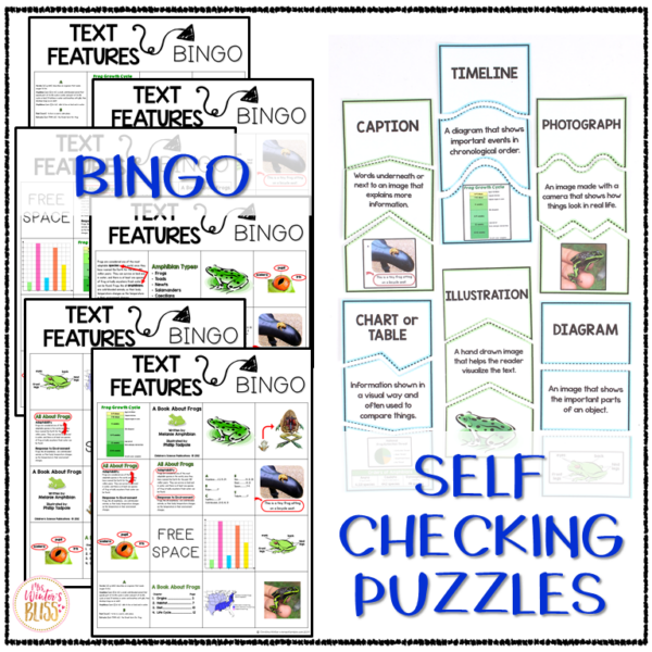 Nonfiction Text Features - anchor chart posters & worksheets - Lead in ...