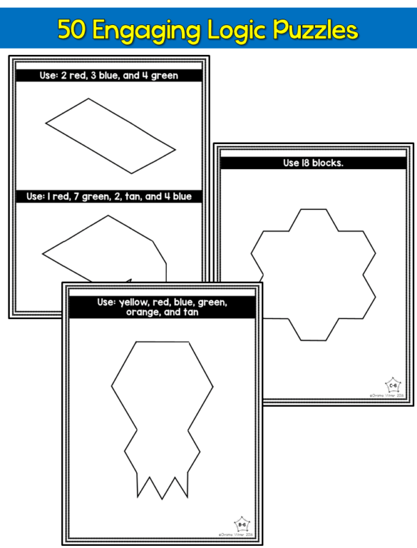 Math Logic Puzzles Shapes - levels A,B,C BUNDLE - Lead in Literacy ...