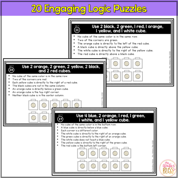 Math Logic Puzzles set 4 - Lead in Literacy - Resources For ...
