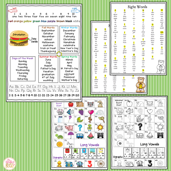 Writing Folder Resources -Writing Reference Sheets - Lead in Literacy ...