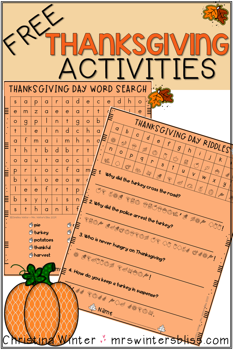 Thanksgiving Activities for Elementary Students - Lead in Literacy ...