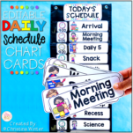 Daily Schedule Cards EDITABLE with times - Lead in Literacy - Resources ...