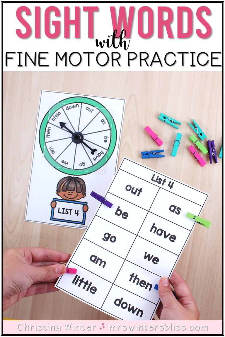 Sight Word Activities For Fine Motor Development - Mrs. Winter's Bliss ...
