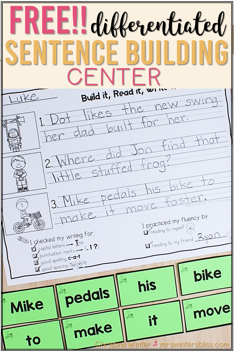 Sentence Building: A Differentiated Literacy Center - Lead in Literacy ...