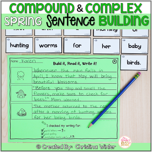 Compound & Complex Sentence Building Activities (Spring edition) - Lead ...