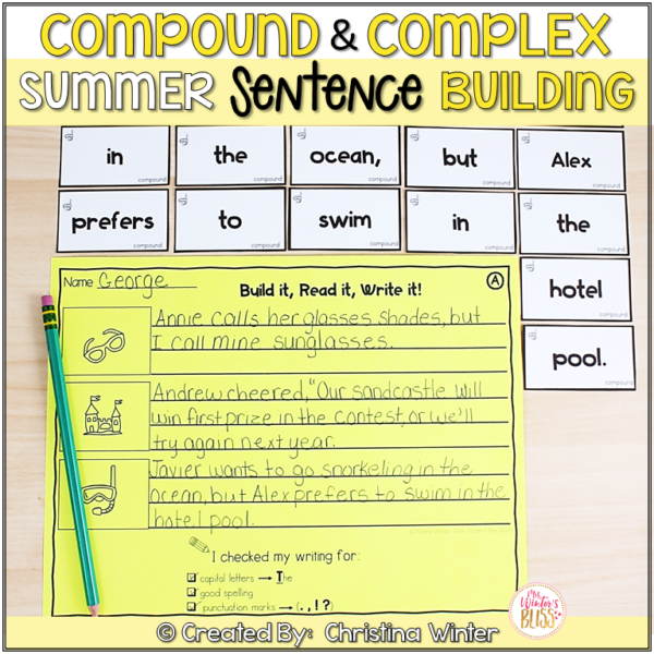 Compound & Complex Sentence Building Activities (Summer edition) - Lead ...
