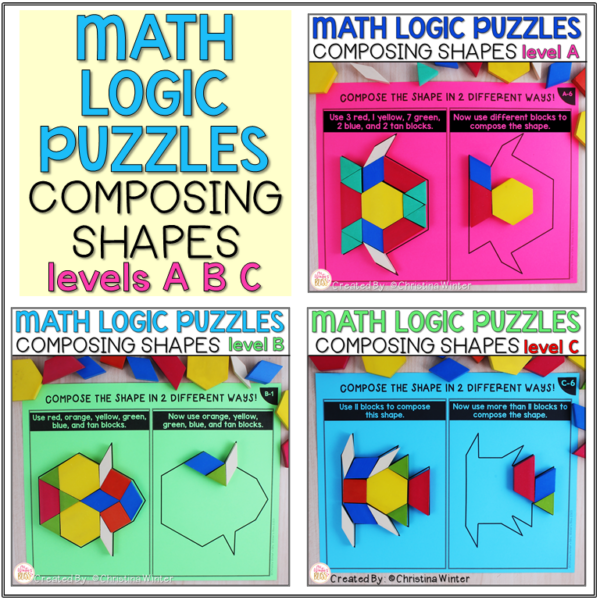 Math Logic Puzzles Composite Shapes - BUNDLE - Lead in Literacy ...