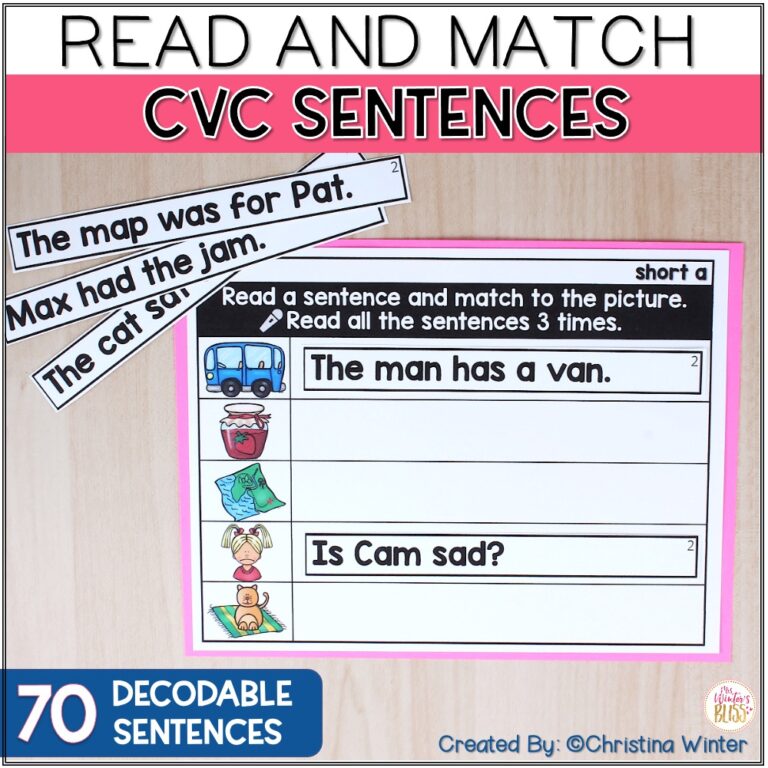 Phonics Center - Short Vowel CVC Sentences - Lead in Literacy ...