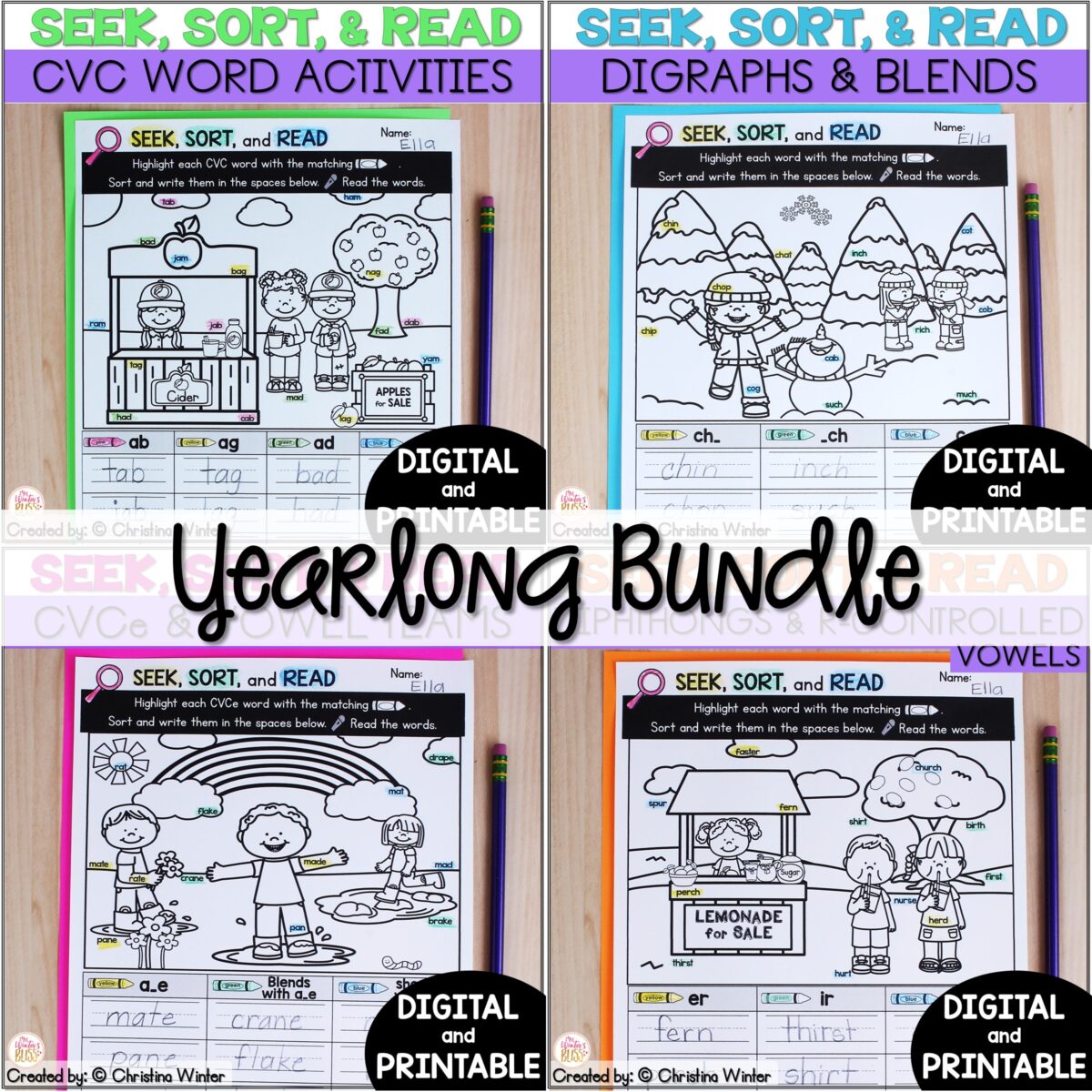 Seek, Sort, Read Phonics Bundle - digital & printable - Lead in ...