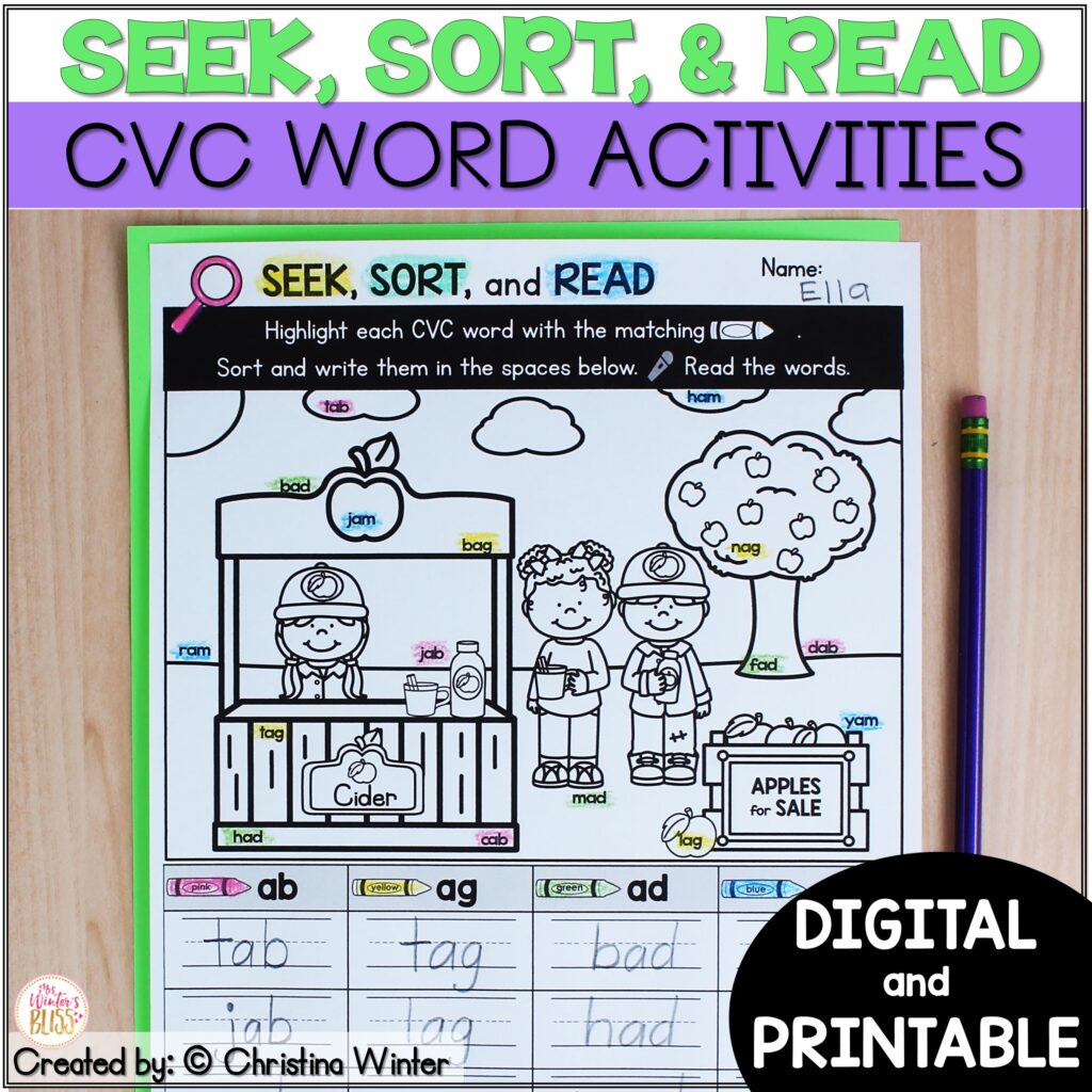 CVC Words - Printable and Digital - Lead in Literacy - Resources For ...