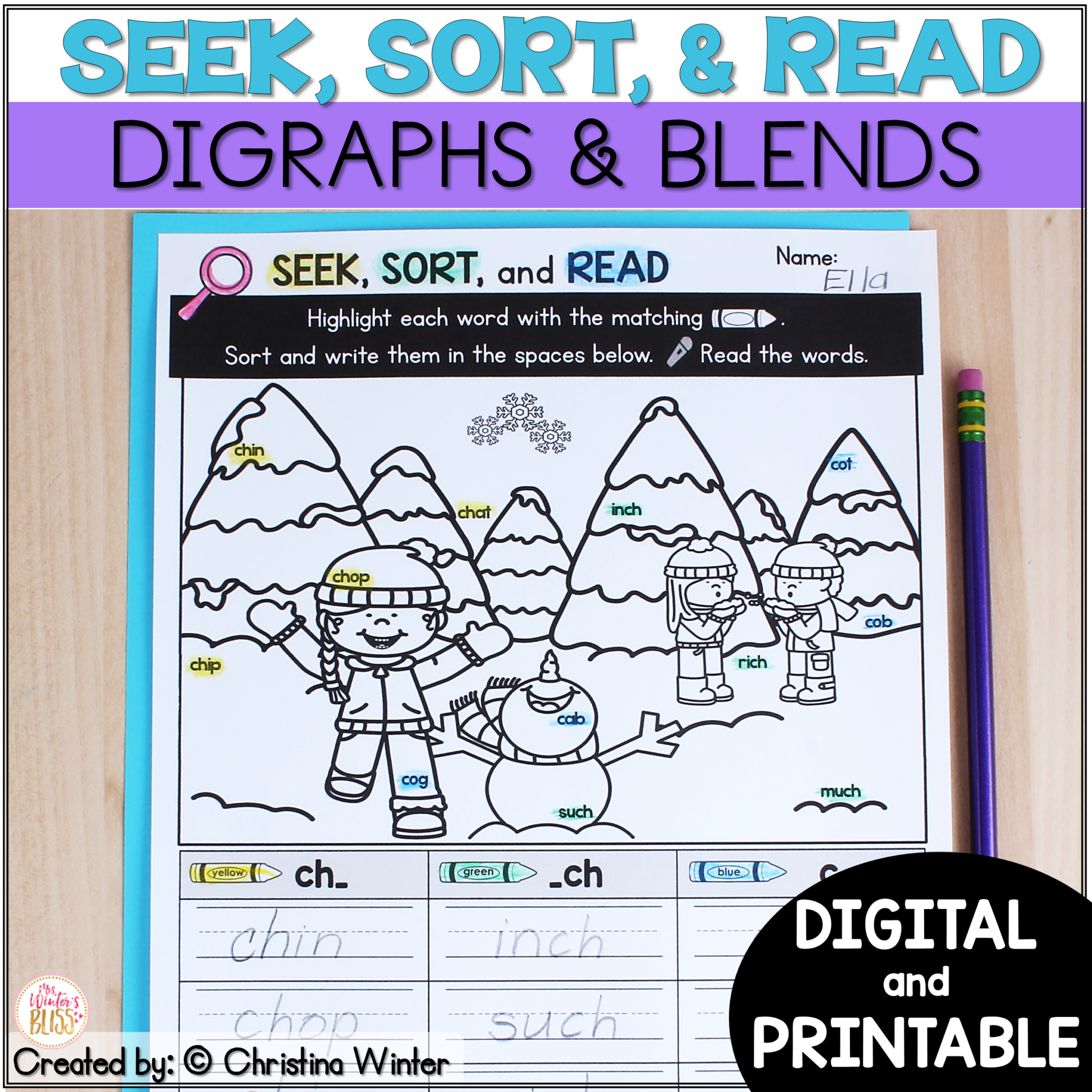 Blends & Digraphs - Printable and Digital PRELOADED Seesaw™ & Google ...