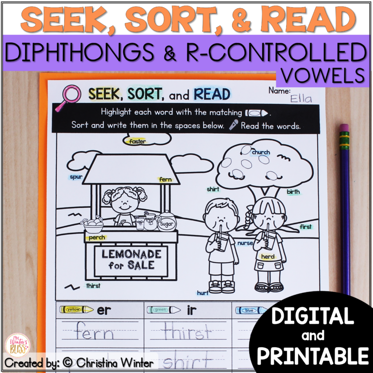 R-Controlled Vowels and Diphthong - Printable & Digital Phonics ...