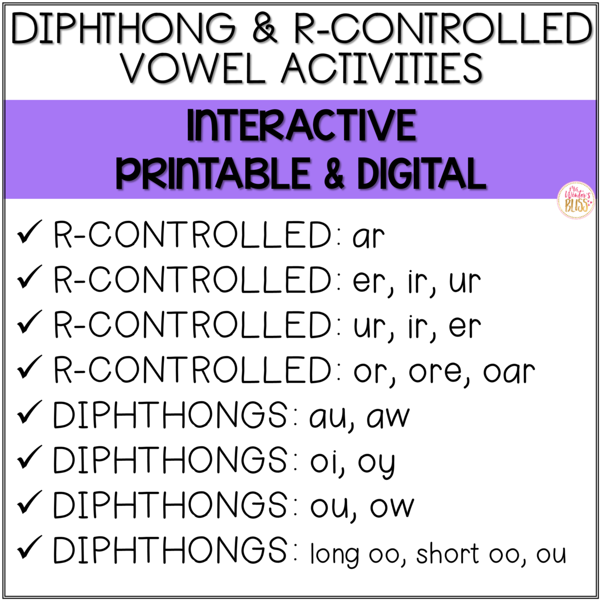 R-Controlled Vowels and Diphthong - Printable & Digital Phonics Activities - Lead in Literacy ...