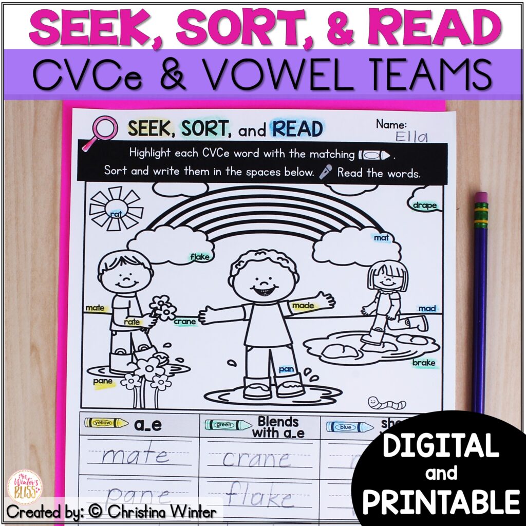 Long Vowel Phonics - Printable & Digital PRELOADED Seesaw™ & Google ...