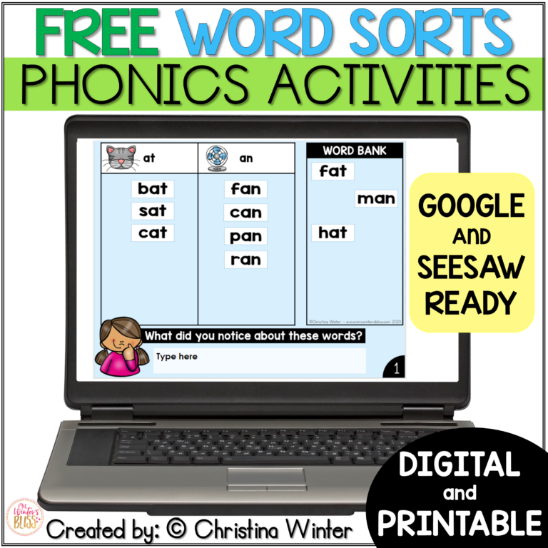 FREE Phonics Word Sorts - DIFFERENTIATED - digital & printable - Lead ...