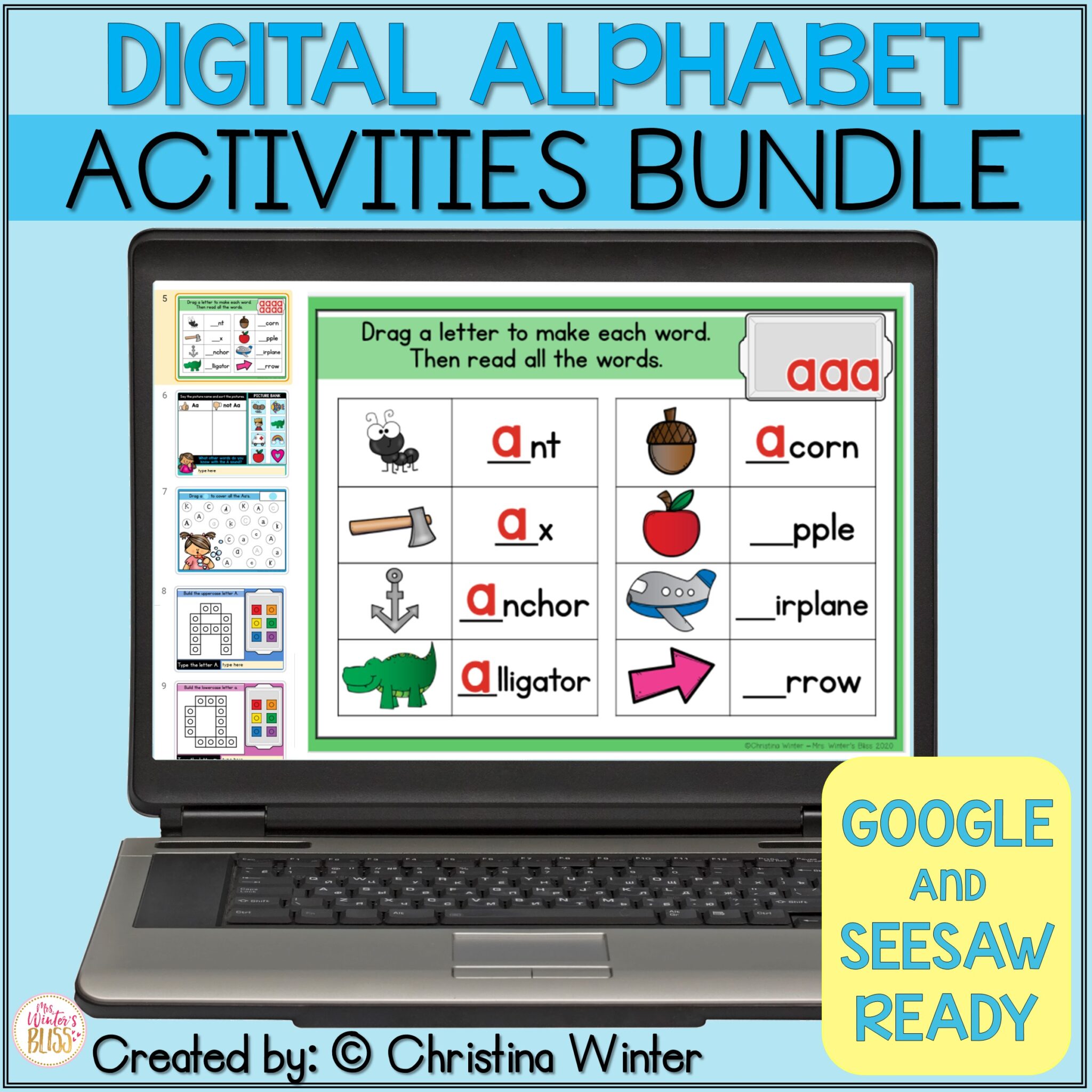 Digital Alphabet Activities Bundle - Seesaw & Google Ready - Lead in ...