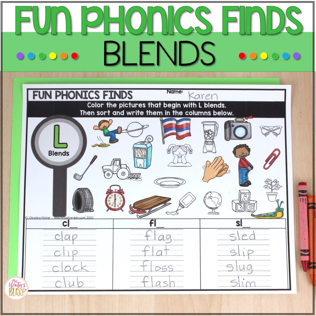 Beginning Blends Phonemic Awareness Activities - Blends Phonics ...