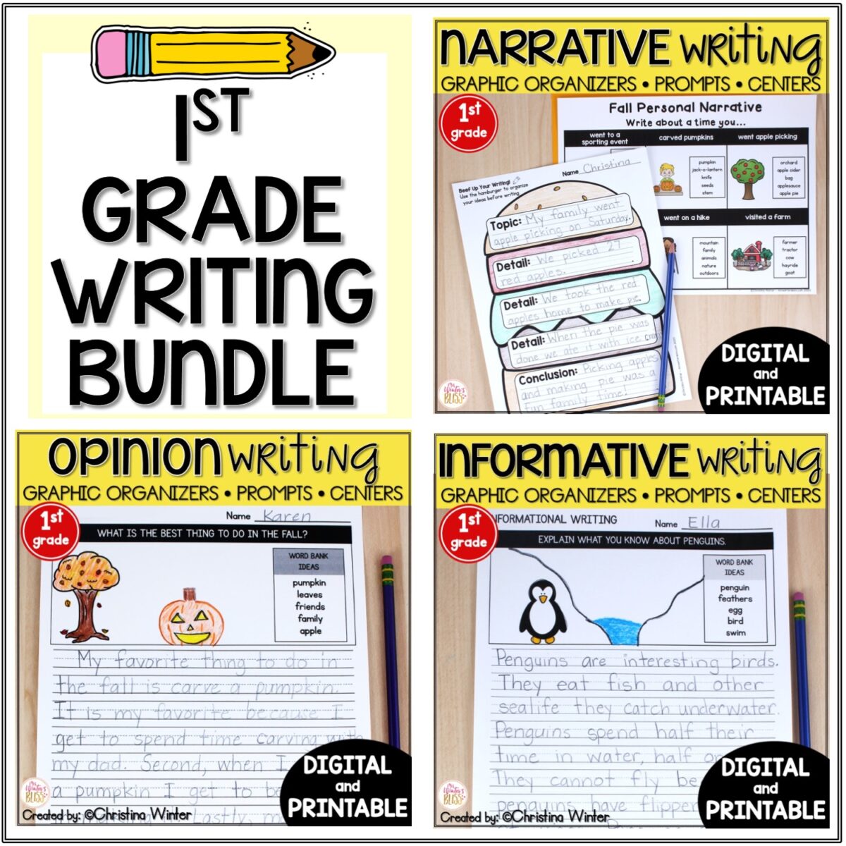 1st Grade Narrative Opinion Informative Writing Bundle - digital ...