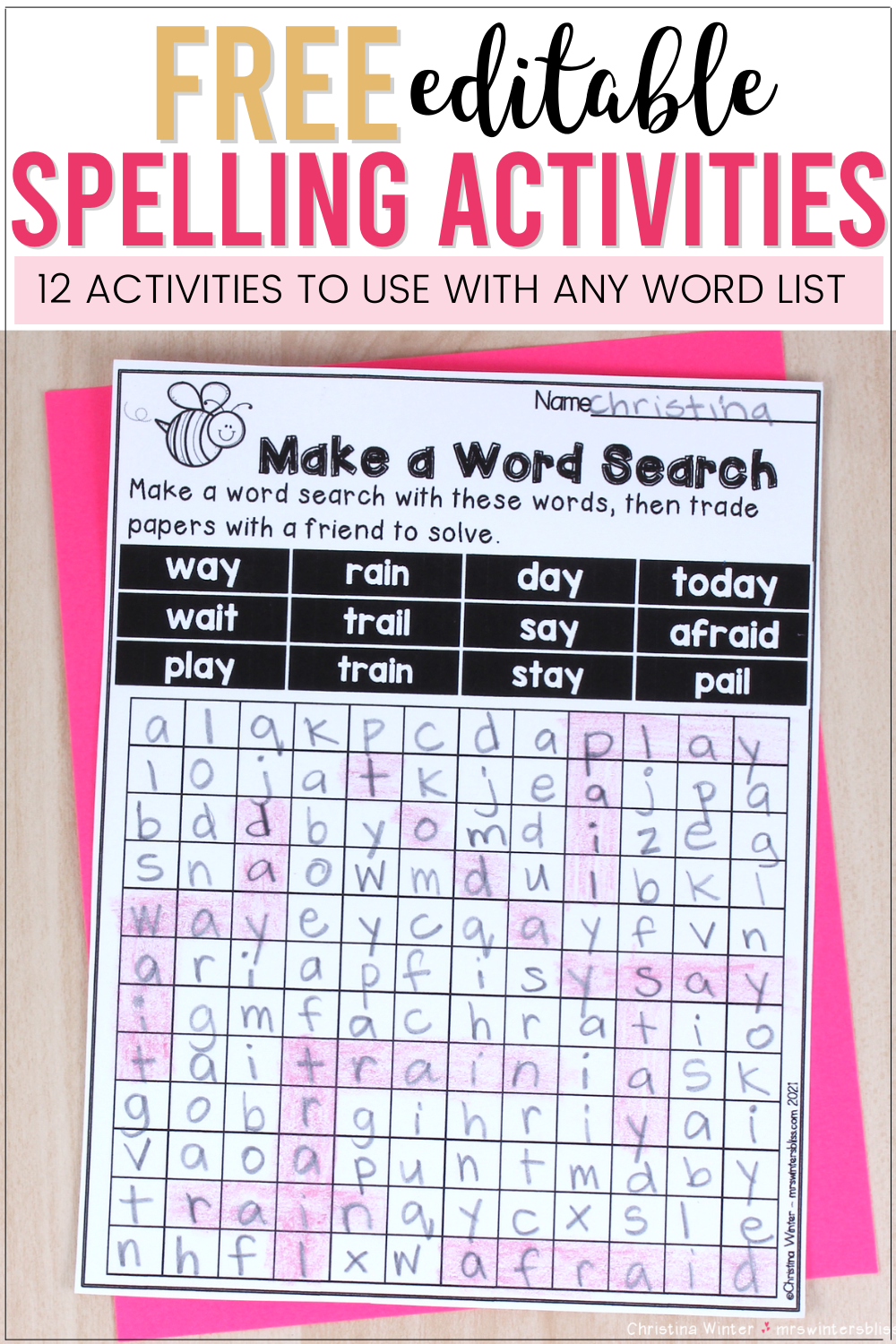 Free Spelling Activities - Lead in Literacy - Resources For ...