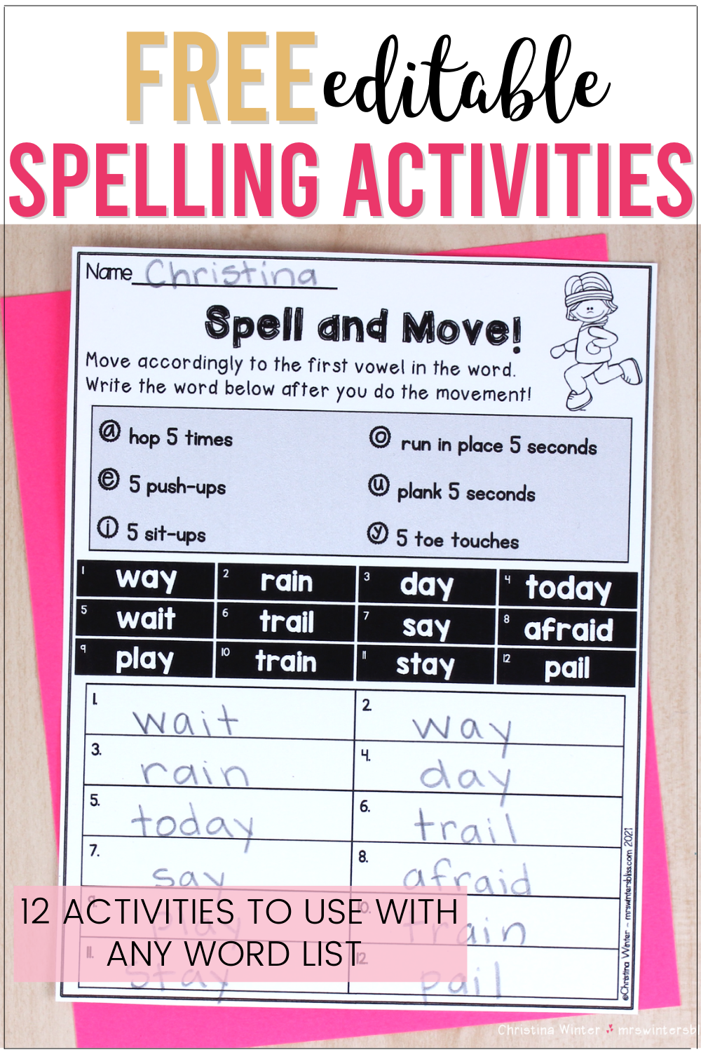 Free Spelling Activities - Lead in Literacy - Resources For ...