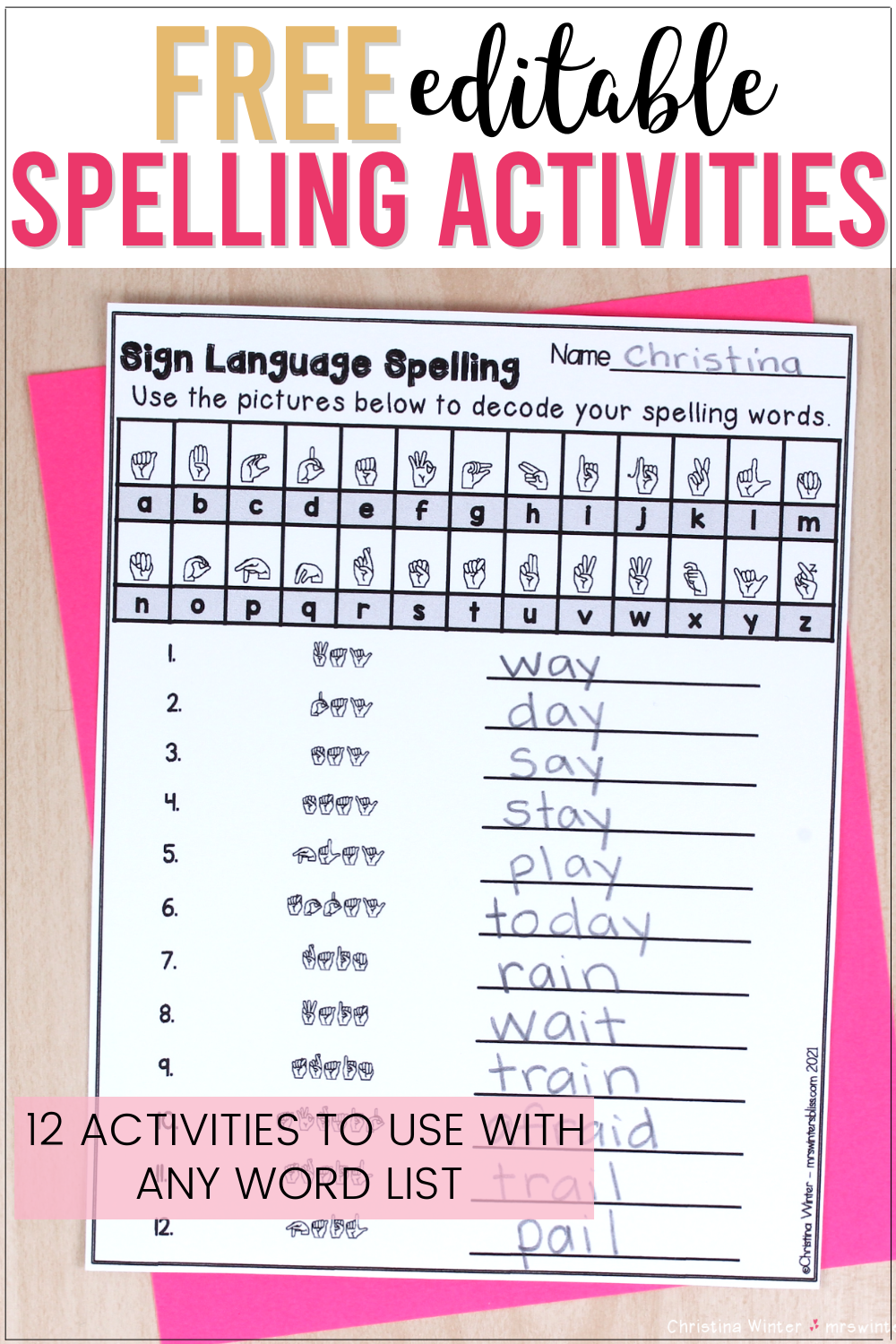 Free Spelling Activities - Lead in Literacy - Resources For ...