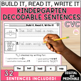 Kindergarten Decodable CVC Sentence Building Activities - Lead in ...