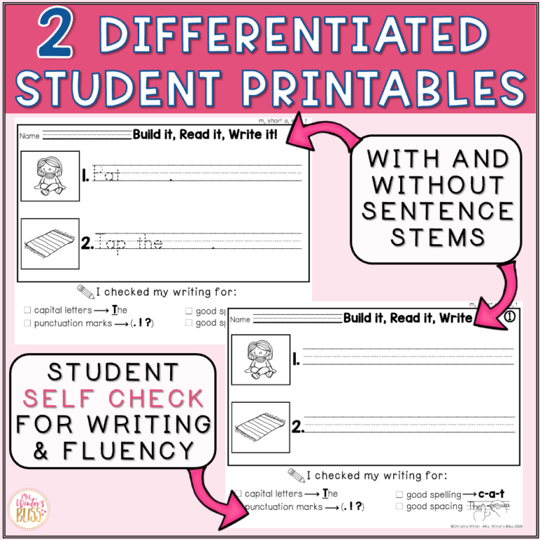 Kindergarten Decodable Sentence Building Activities - YEAR LONG BUNDLE ...