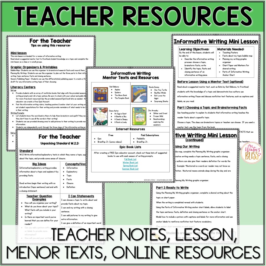 2nd Grade Informative Writing Graphic Organizers & Centers - Printable ...
