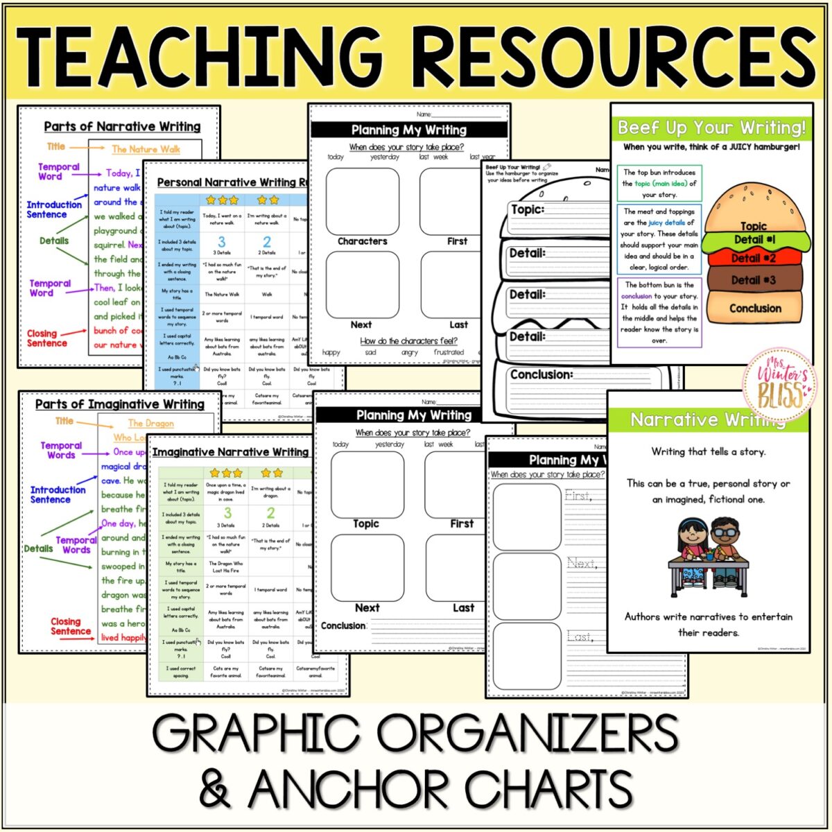 1st Grade Narrative Opinion Informative Writing Bundle - digital ...