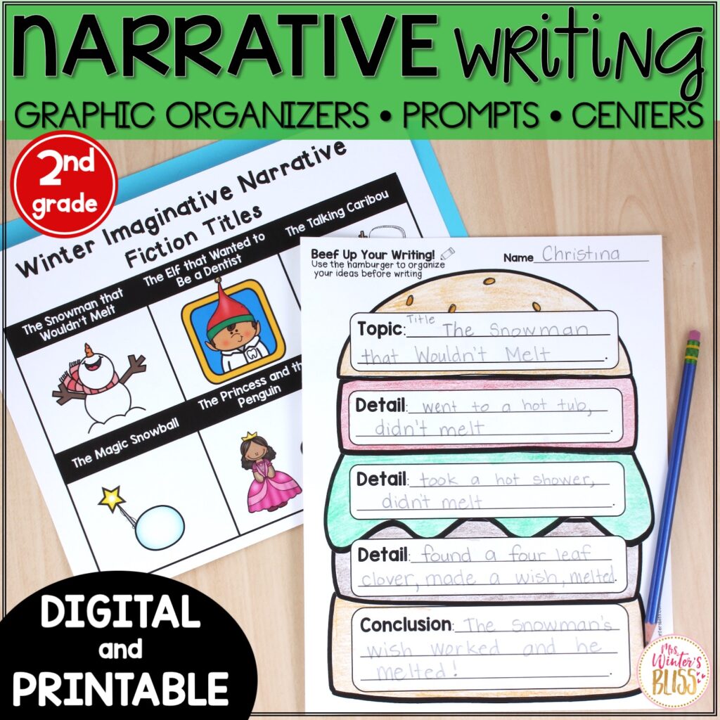 2nd grade Narrative Writing Prompts and Graphic Organizers - printable ...