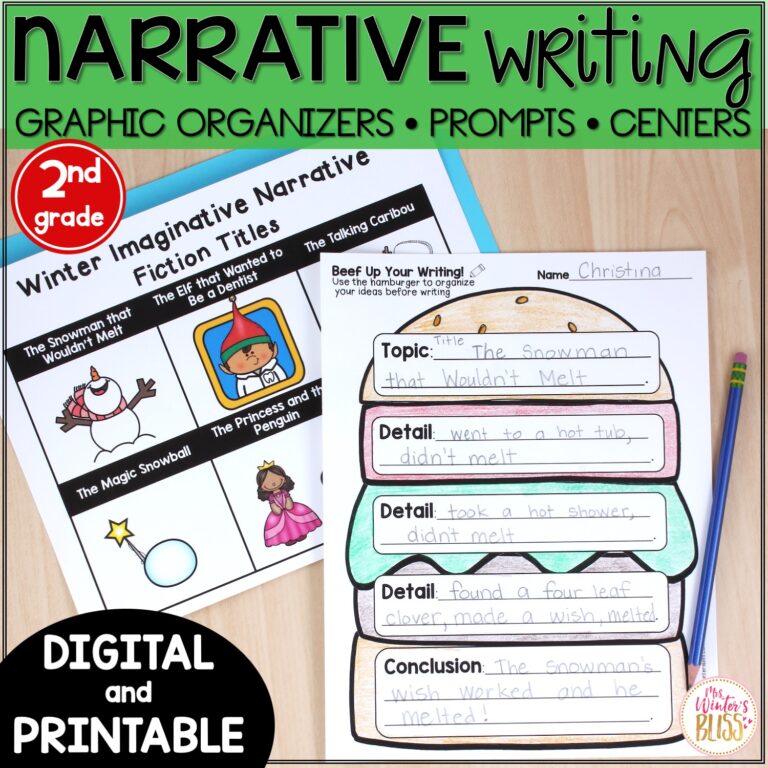 2nd grade Narrative Writing Prompts and Graphic Organizers - printable ...
