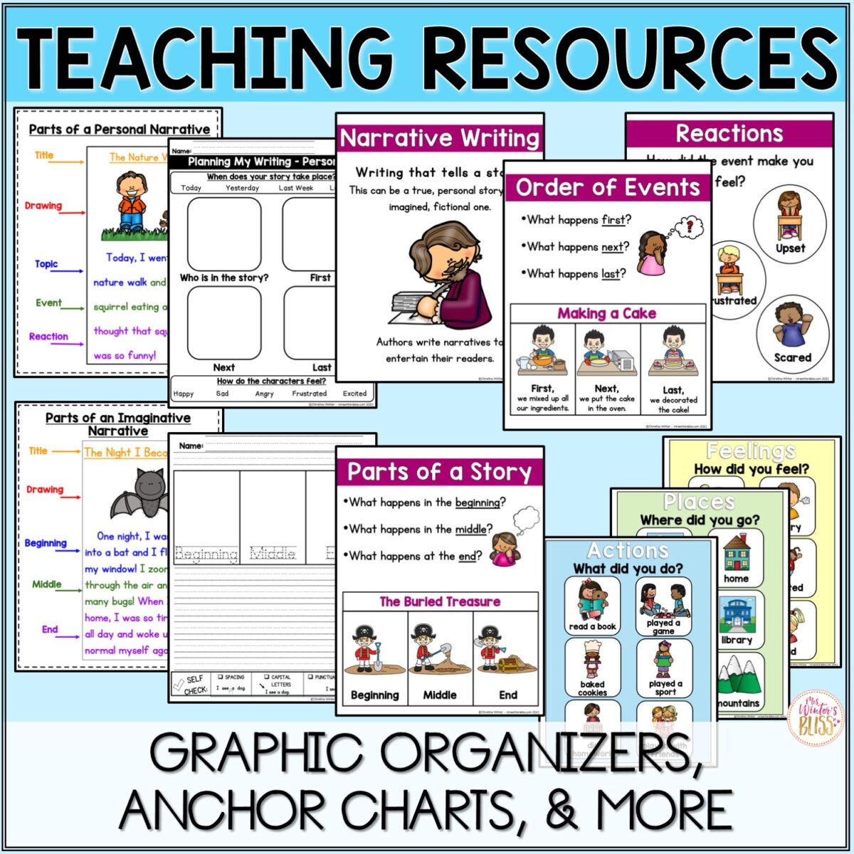 Narrative Writing Prompts Graphic Organizers and Centers - Kindergarten ...