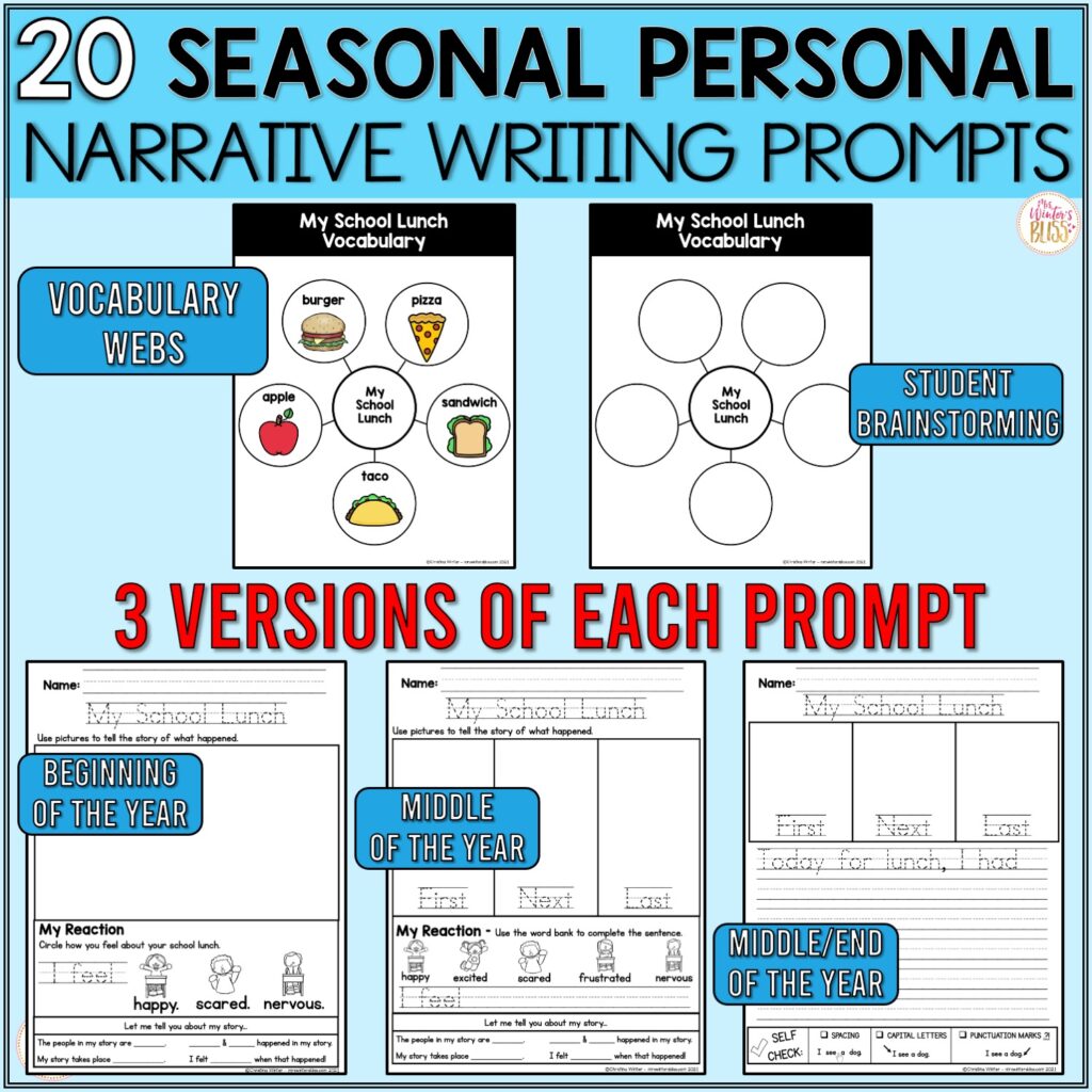 Narrative Writing Prompts Graphic Organizers and Centers - Kindergarten ...