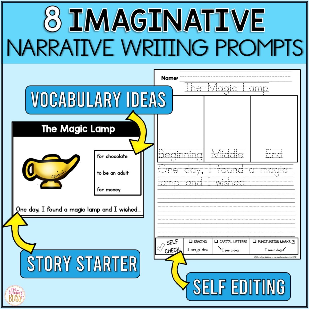 Narrative Writing Prompts Graphic Organizers and Centers - Kindergarten ...