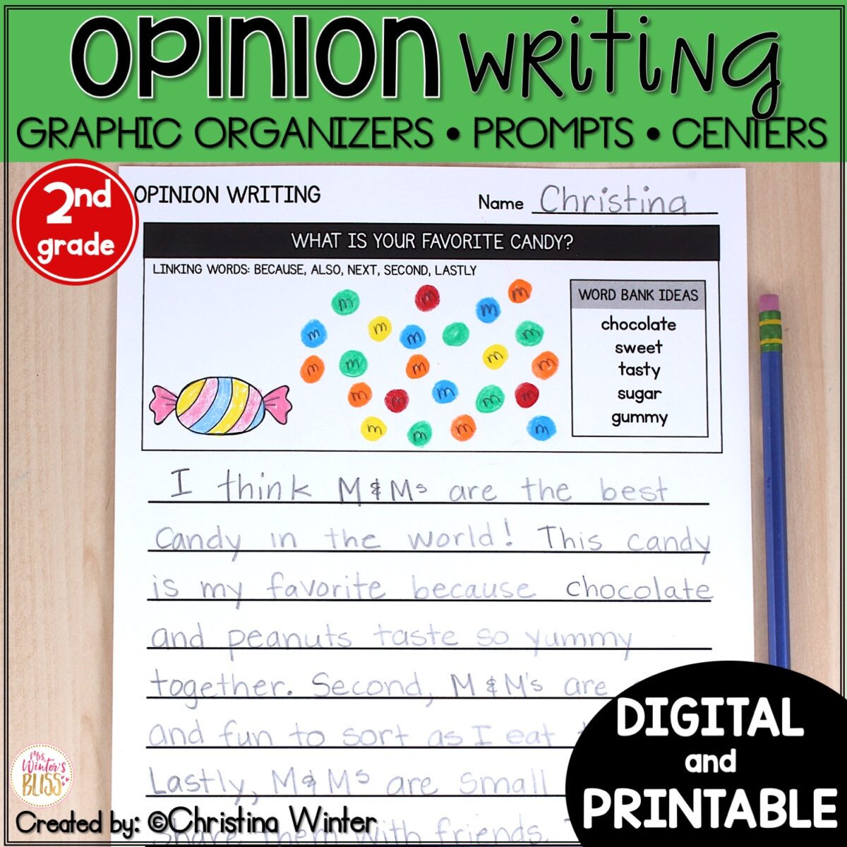 2nd grade Opinion Writing Graphic Organizers & Centers - Printable ...