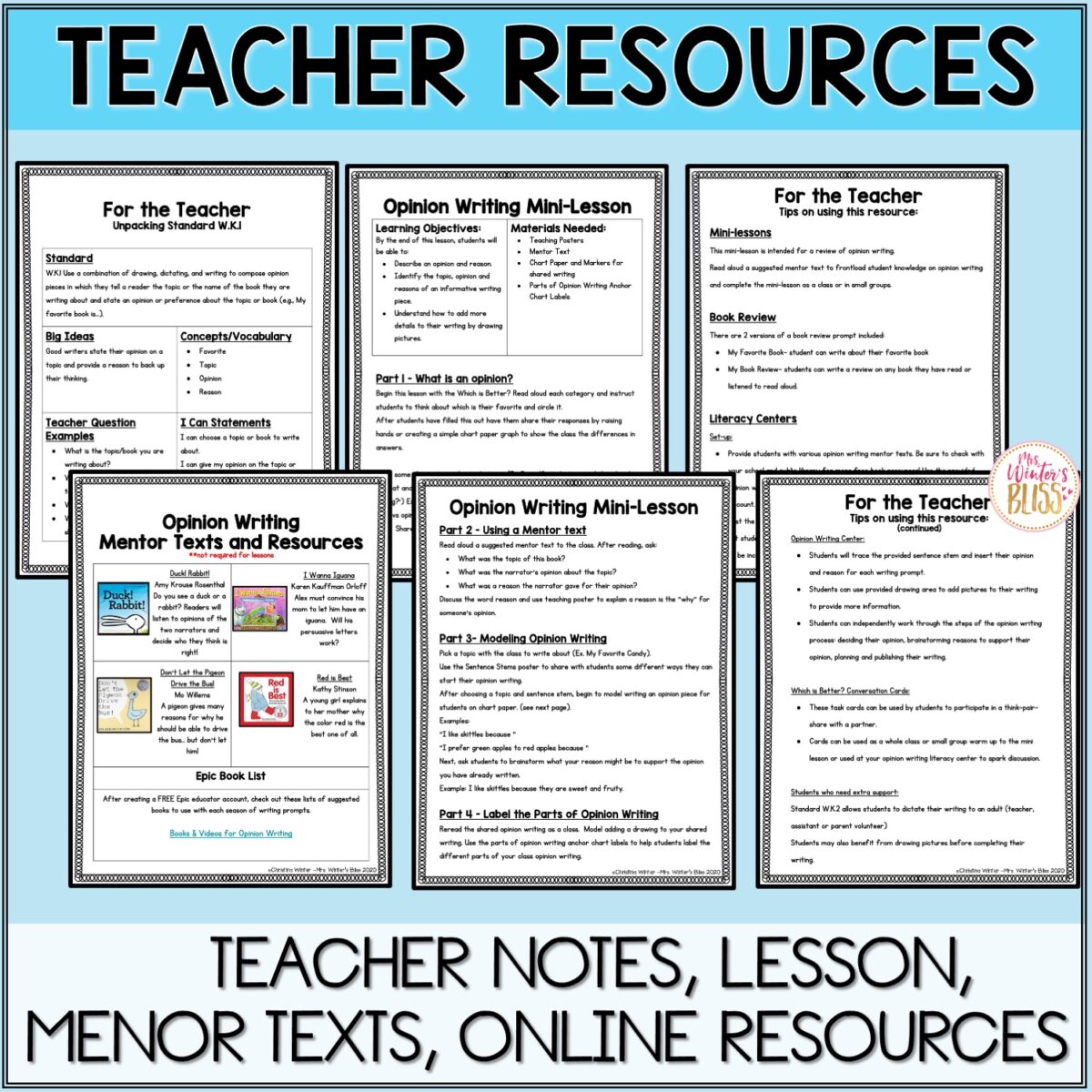 Kindergarten Opinion Writing Graphic Organizers & Centers - Lead in ...