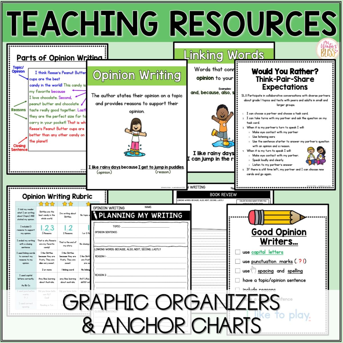 2nd grade Opinion Writing Graphic Organizers & Centers - Printable ...