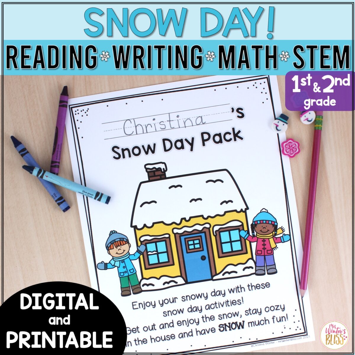 Snow Day Activities - Reading Writing Math Stem Winter Activities for ...