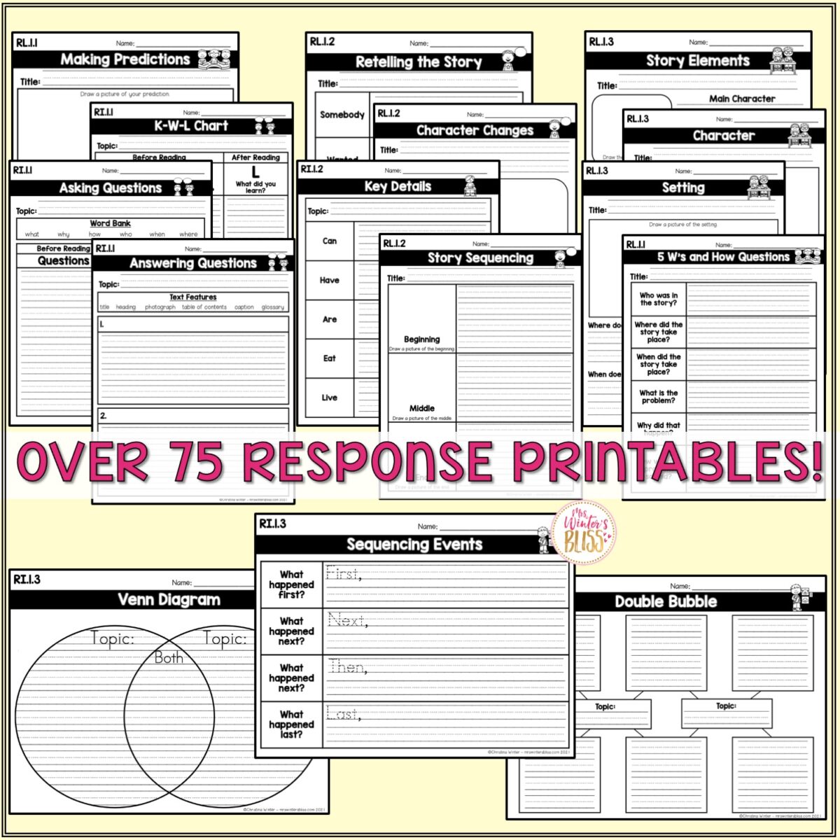 1st Grade Reading Response Activities - printable & digital - Lead in ...