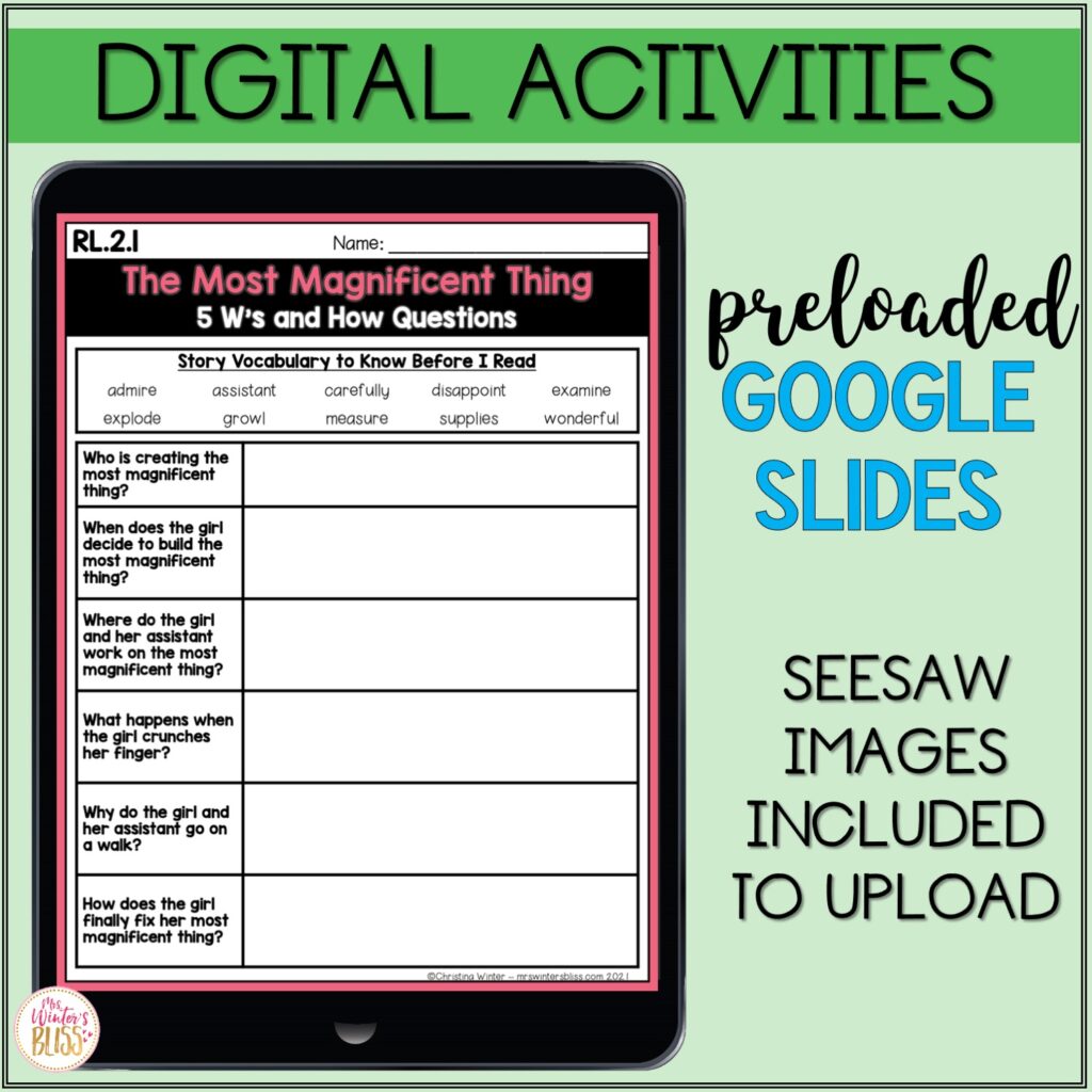2nd Grade Reading Response Activities - printable & digital - Lead in ...