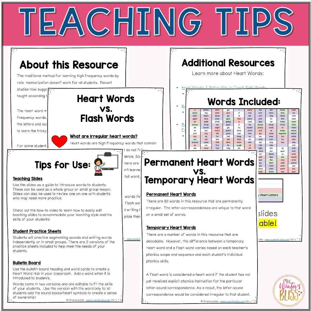 Heart Words - Teaching High Frequency (sight words) - Mrs. Winter's ...
