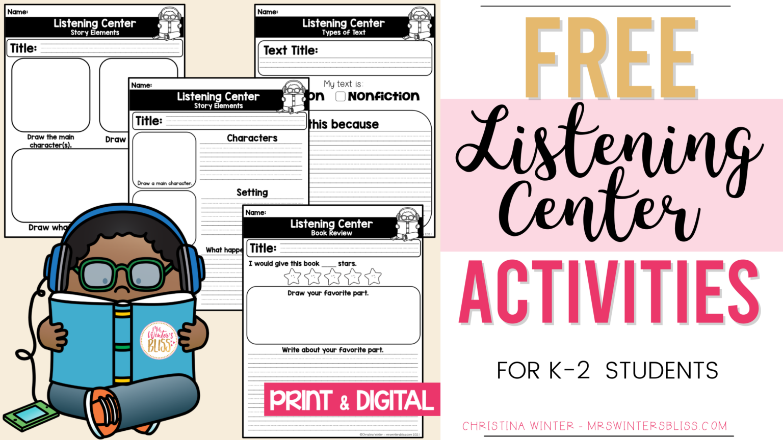 Free Listening Center Activities - Lead in Literacy - Resources For ...