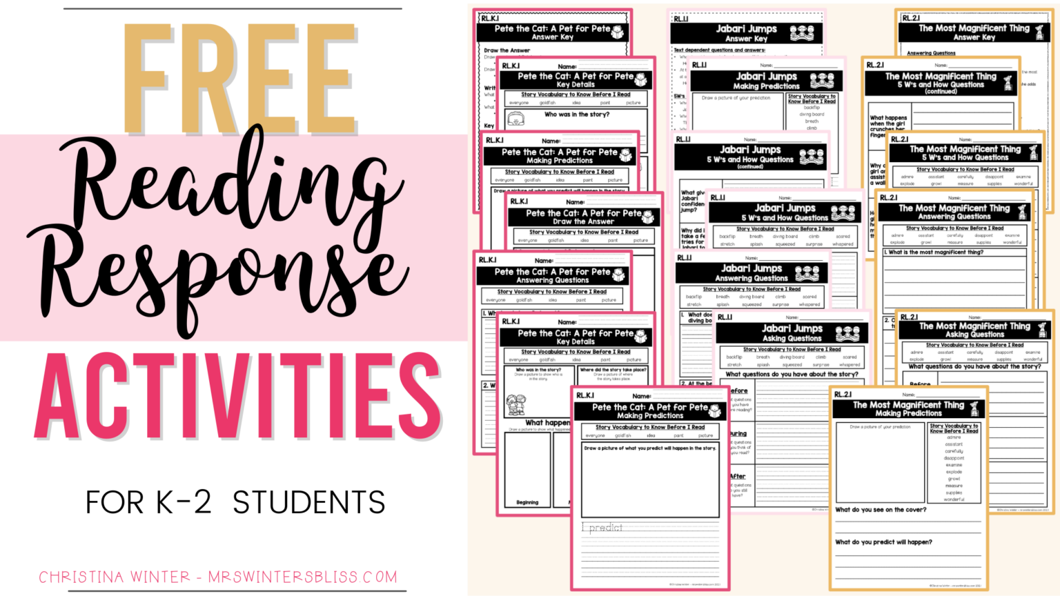 Free Reading Response Activities for K-2 Students - Lead in Literacy ...