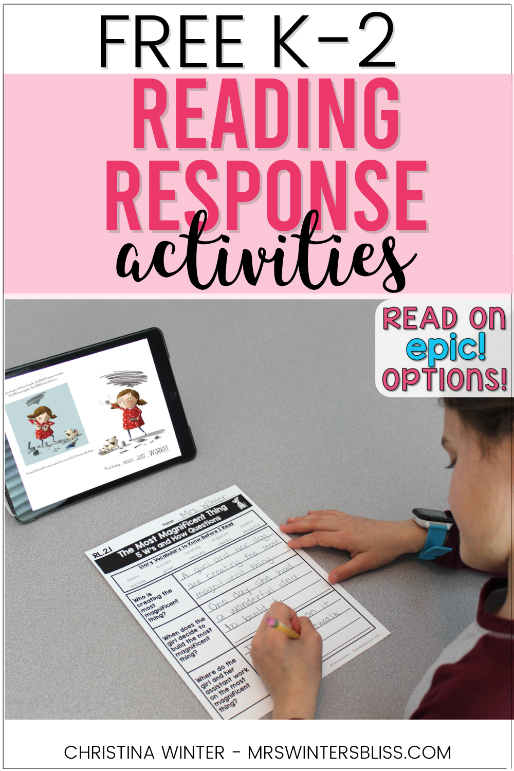 Free Reading Response Activities for K-2 Students - Lead in Literacy ...