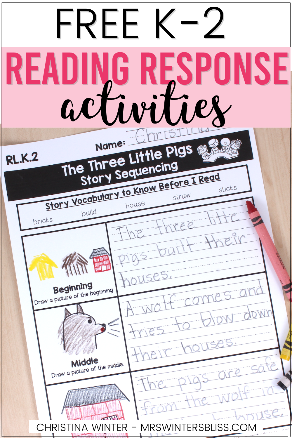 Free Reading Response Activities for K-2 Students - Lead in Literacy ...
