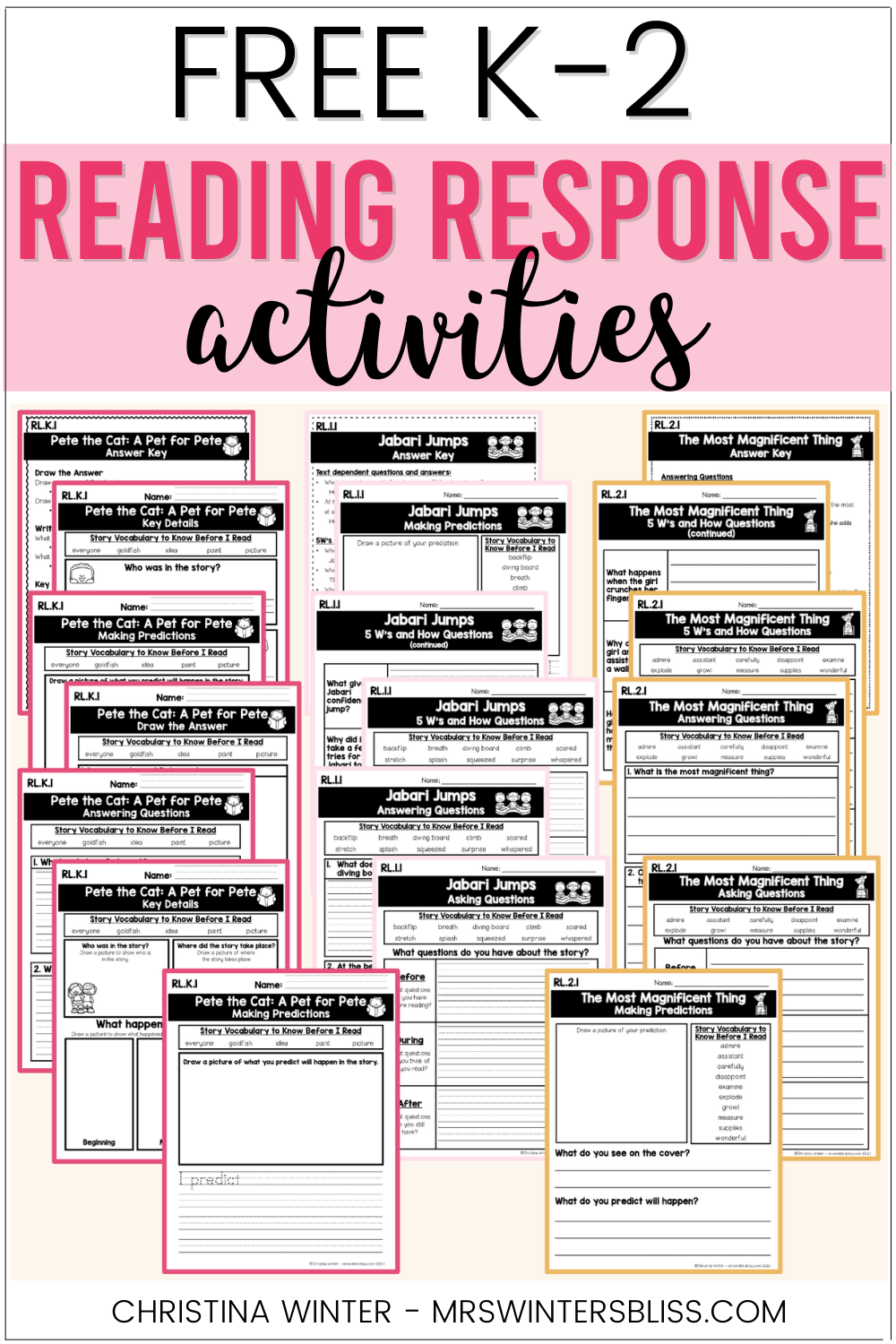 Free Reading Response Activities for K-2 Students - Lead in Literacy ...
