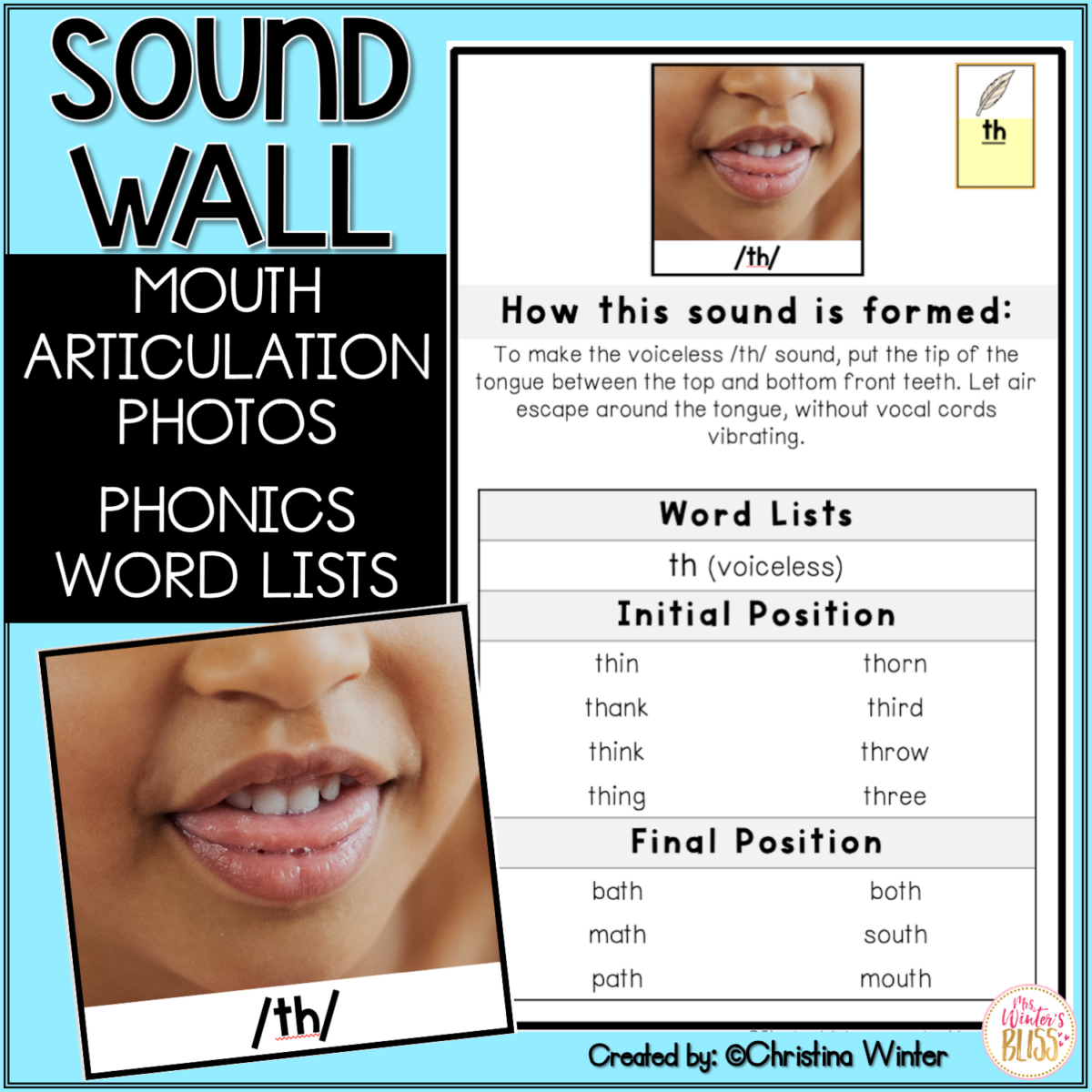 Diverse Mouth Articulation Photos with Sound Wall Word Lists - Lead in ...