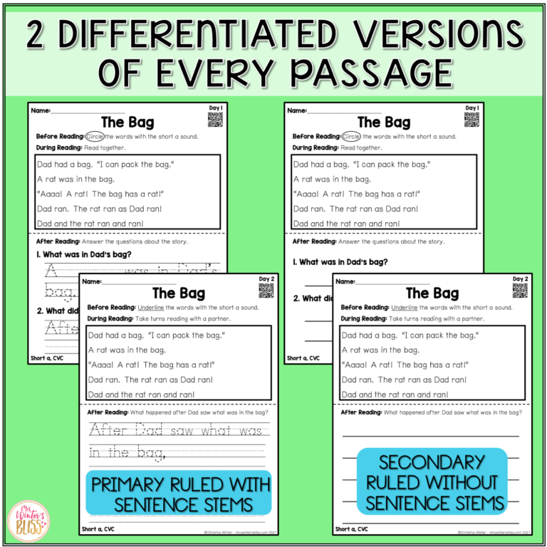 FREE Decodable Passages with Comprehension Questions - Lead in Literacy ...